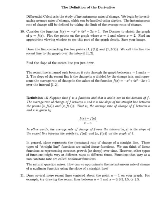 Solved The Definition of the Derivative Differential | Chegg.com