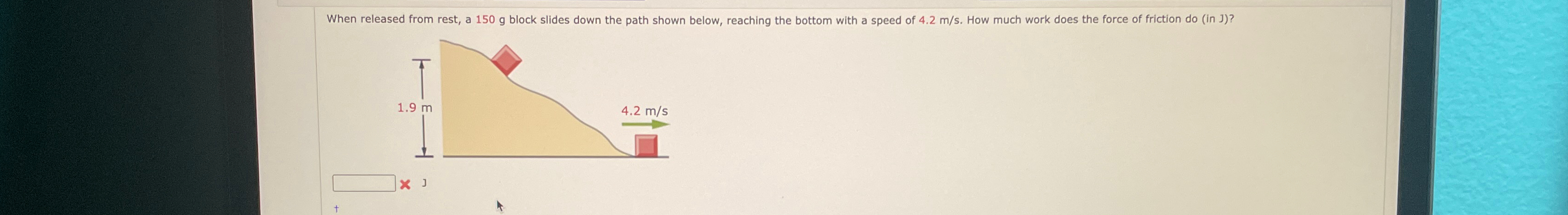 Solved When released from rest, a 150 ﻿g block slides down | Chegg.com