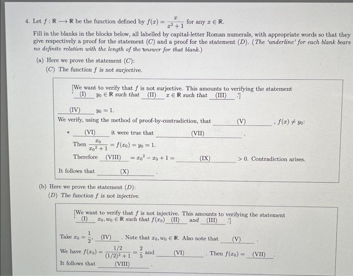 Solved 4. Let f:R→R be the function defined by f(x)=x2+1x | Chegg.com