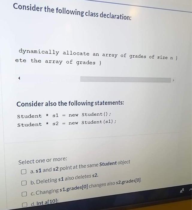 Solved Consider the following class declaration: class | Chegg.com