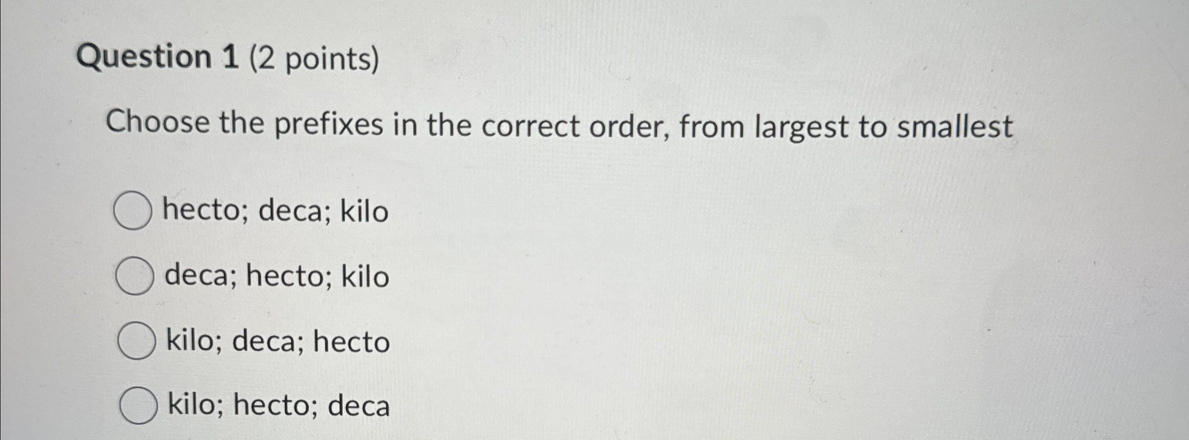 Solved Question 1 (2 ﻿points)Choose the prefixes in the | Chegg.com