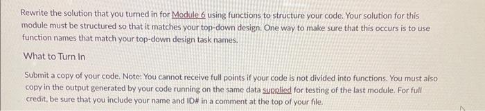 Solved Rewrite the solution that you turned in for Madule 6 | Chegg.com