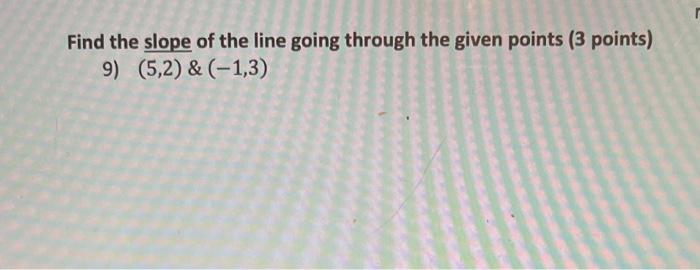 Solved Find the slope of the line going through the given | Chegg.com