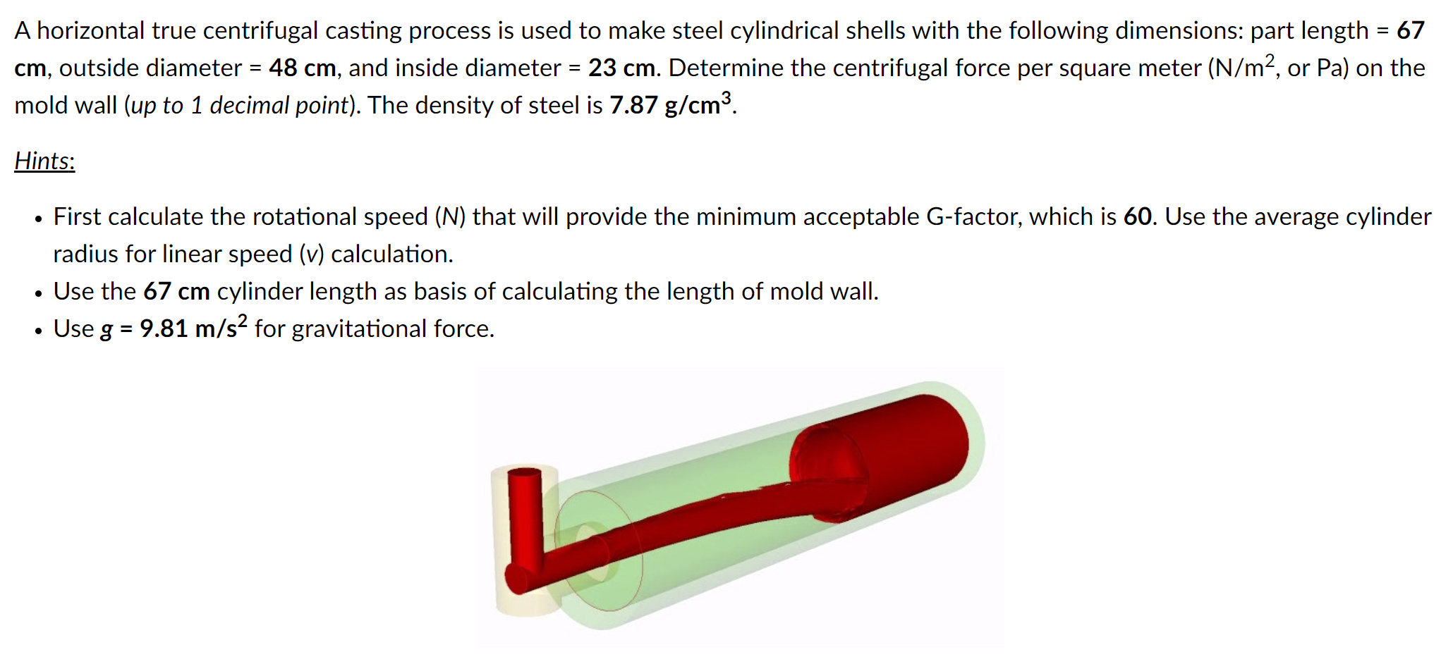 Solved A horizontal true centrifugal casting process is used | Chegg.com