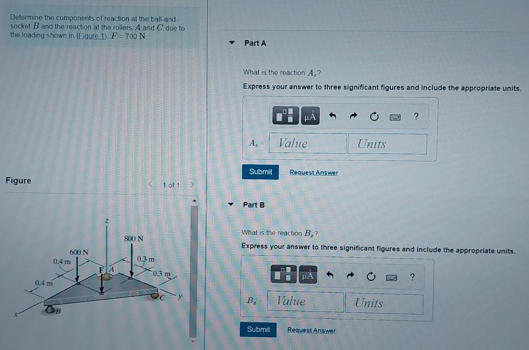 Solved Determine the components of reaction at the ball-and- | Chegg.com