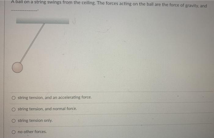 Solved A ball on a string swings from the ceiling. The | Chegg.com