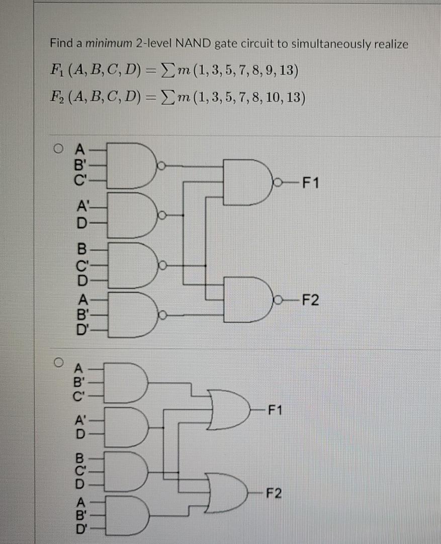 Solved Find a minimum 2-level NAND gate circuit to | Chegg.com