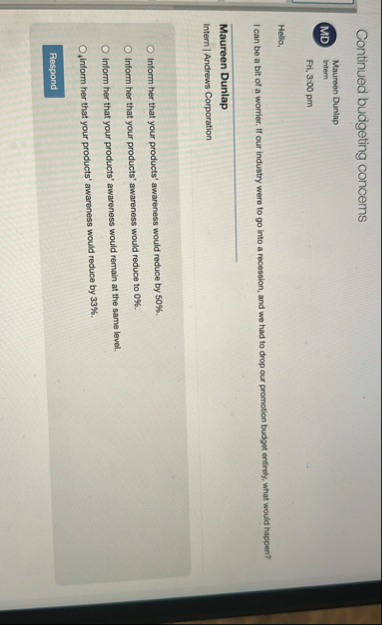 Solved Continued budgeting concems(MD)Maureen | Chegg.com