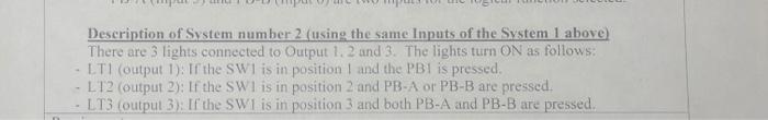 Description of System number 2 (using the same Inputs | Chegg.com
