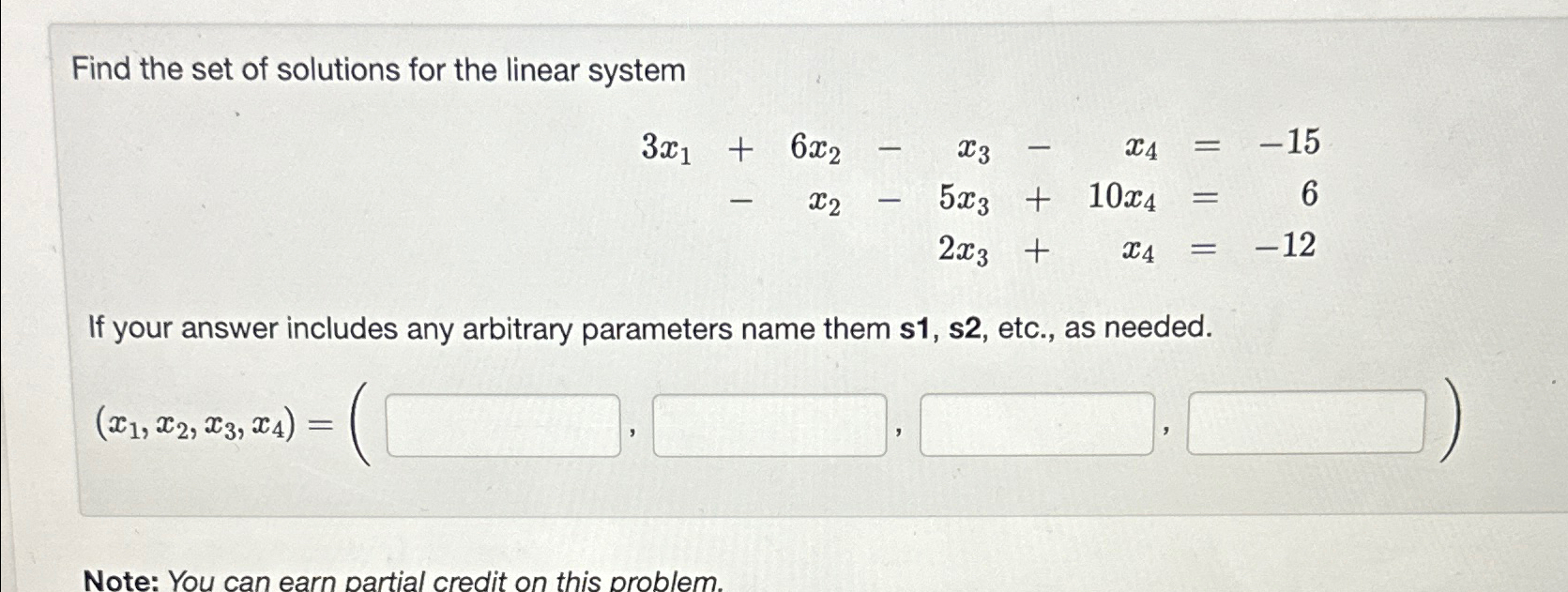 Solved Find the set of solutions for the linear | Chegg.com