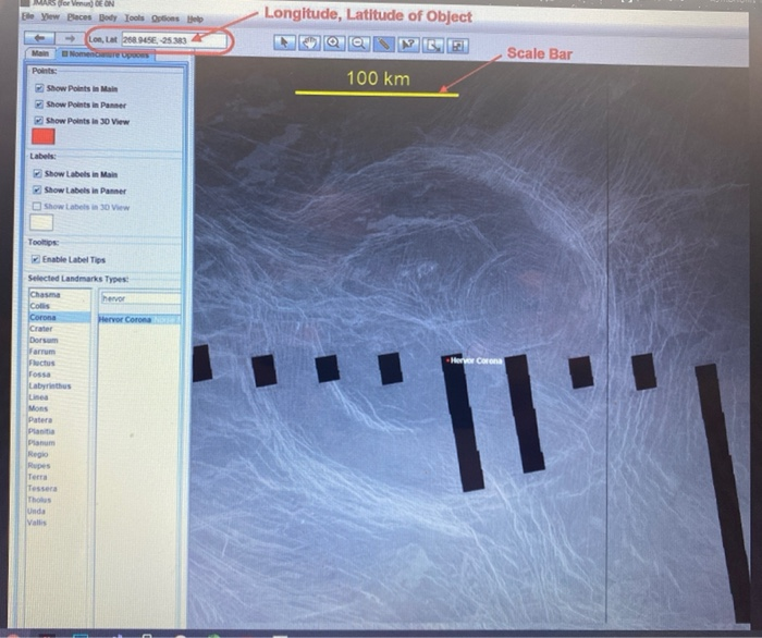 Solved Longitude Latitude Of Object Scale Bar Ms For Und 3686