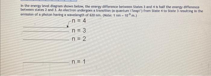 Solved In the energy level diagram shown below, the energy | Chegg.com