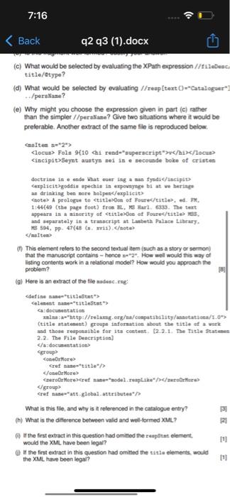 Solved (c) What would be selected by evaluating the XPath | Chegg.com