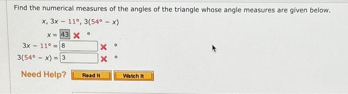 Solved Find the numerical measures of the angles of the | Chegg.com