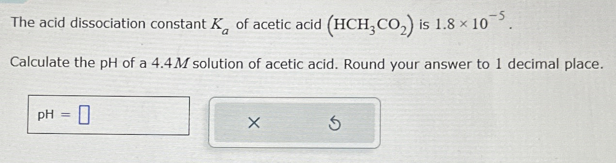 Solved The acid dissociation constant Ka ﻿of acetic acid | Chegg.com