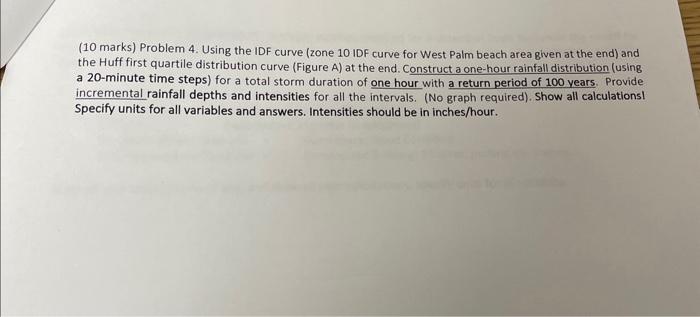 Solved (10 marks) Problem 4. Using the IDF curve (zone 10 | Chegg.com