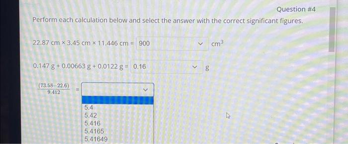 Solved Perform each calculation below and select the answer | Chegg.com