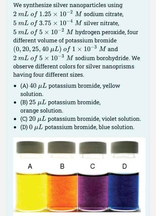 We synthesize silver nanoparticles using 2mL of | Chegg.com