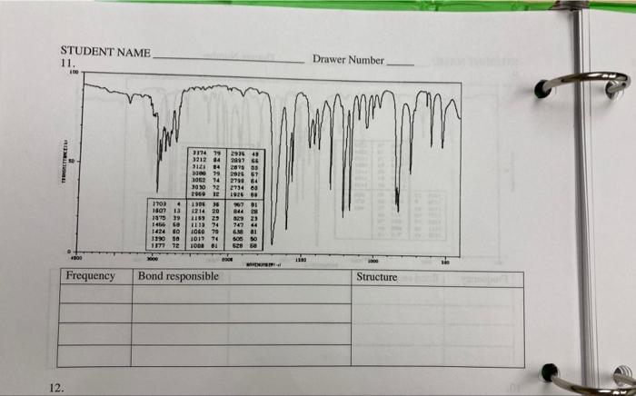 Solved STUDENT NAME 11. Drawer Number 12.Organic Structures | Chegg.com