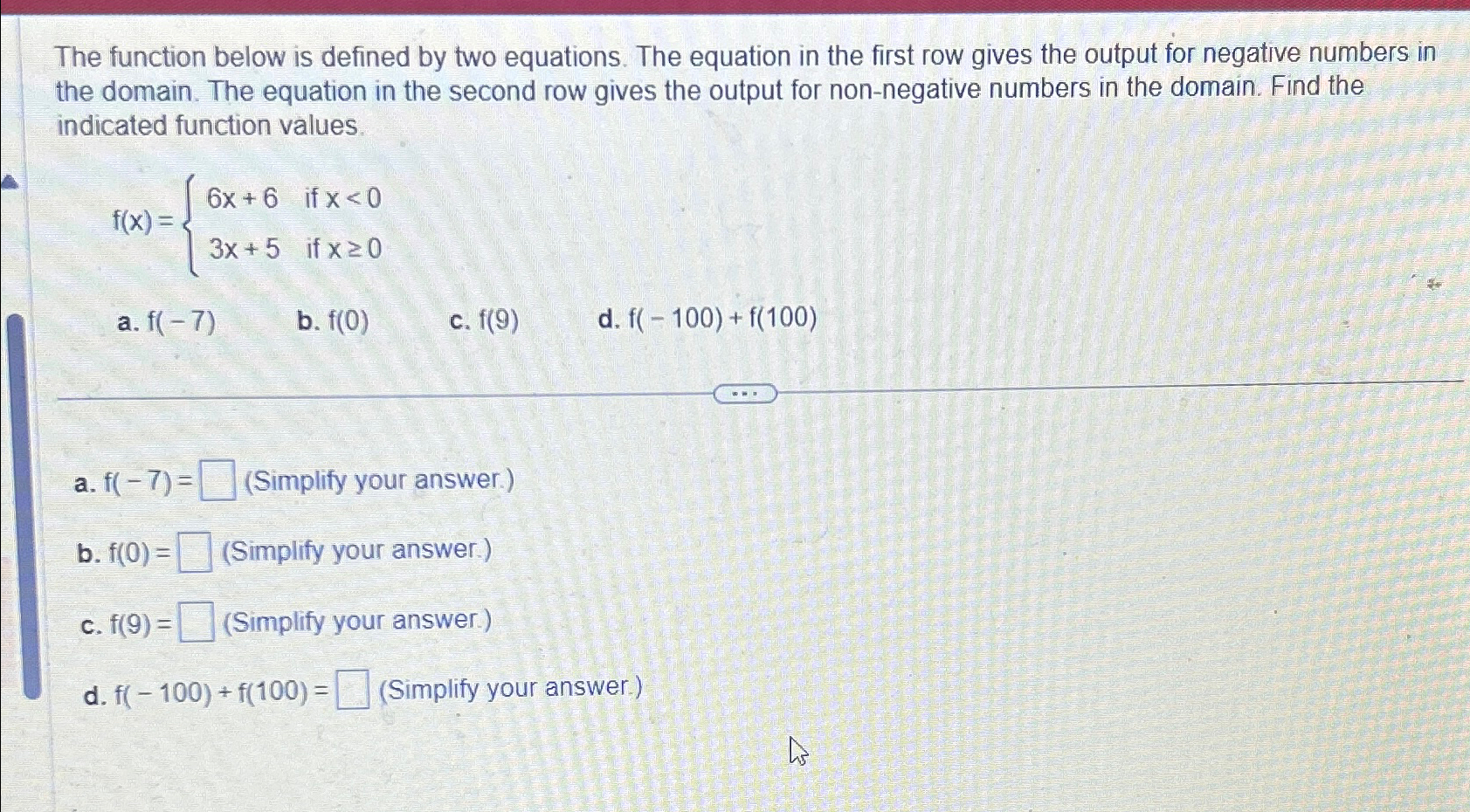 Solved The function below is defined by two equations. The | Chegg.com