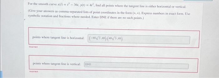 Solved For the smooth curve x(t)=t3−36v,y(t)=4t2, find all | Chegg.com