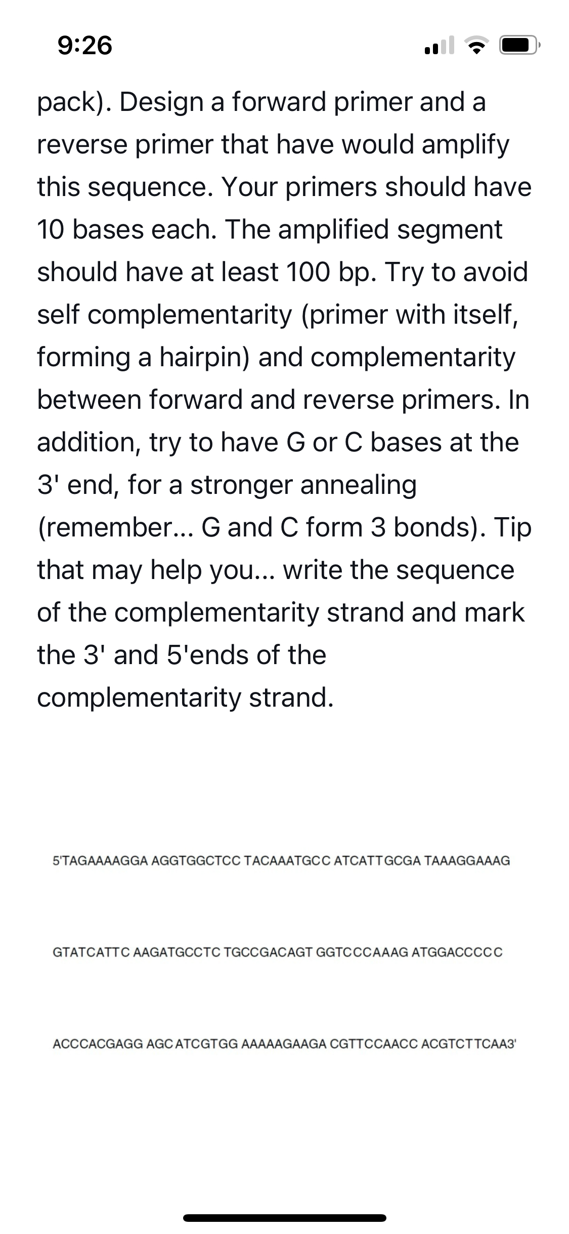 Solved 9:26pack). ﻿Design a forward primer and a reverse | Chegg.com