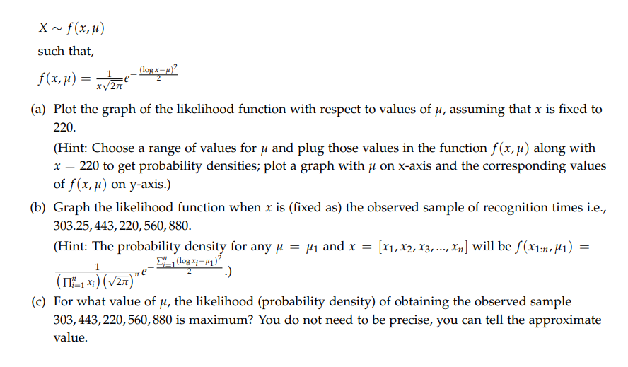 Solved Part 4: The likelihood functionSuppose a random | Chegg.com