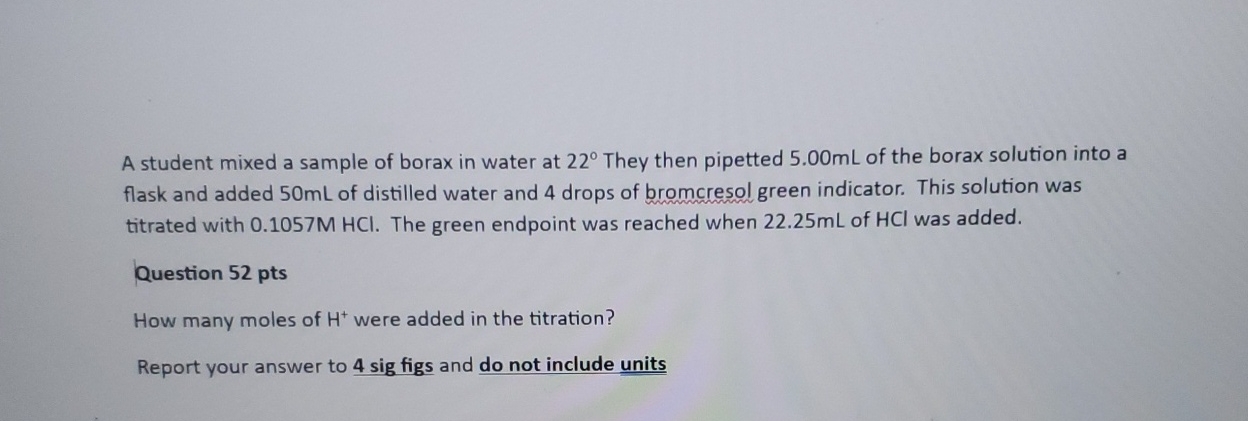 Solved A student mixed a sample of borax in water at 22° | Chegg.com