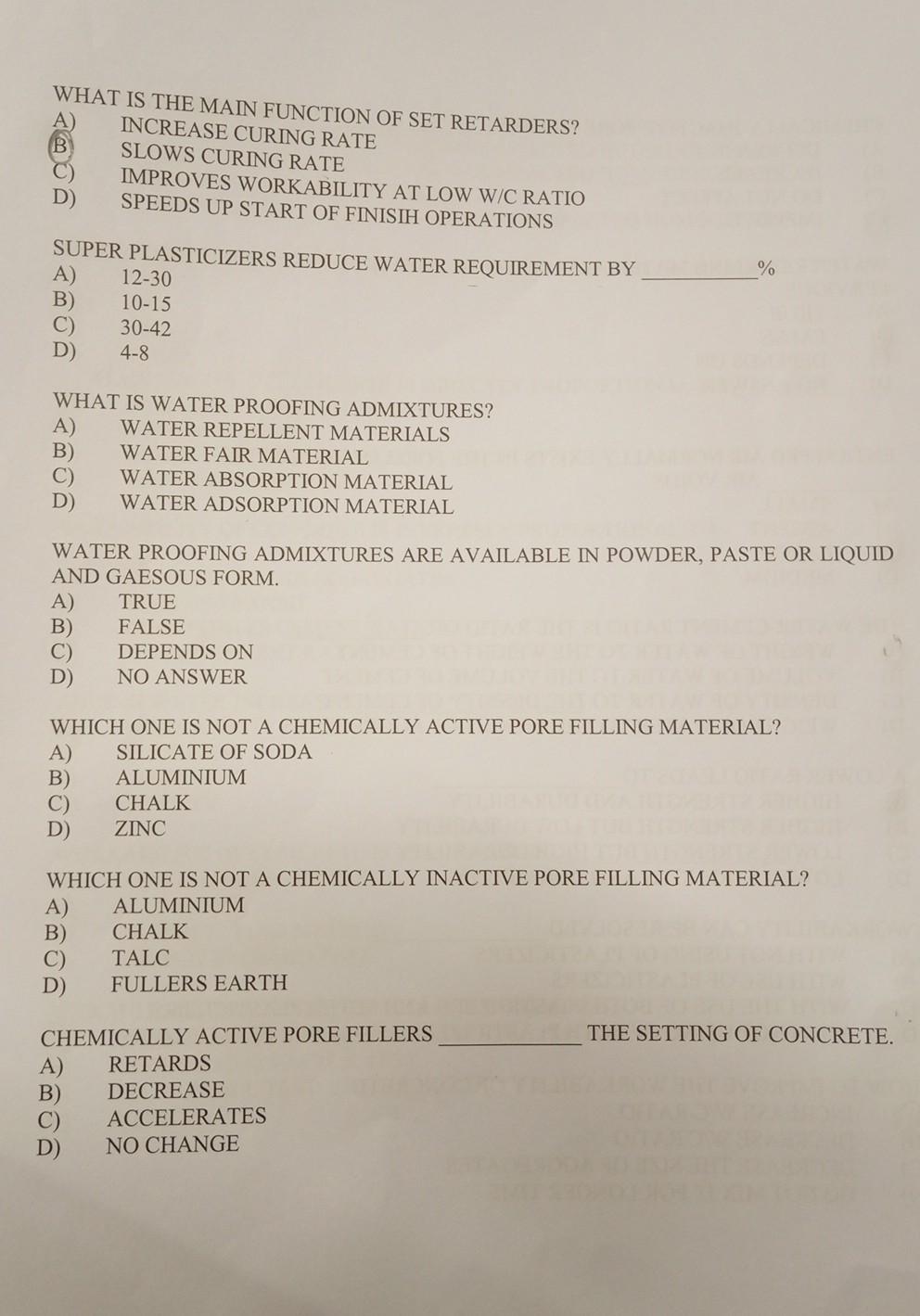 Solved WHAT IS THE MAIN FUNCTION OF SET RETARDERS? A) | Chegg.com