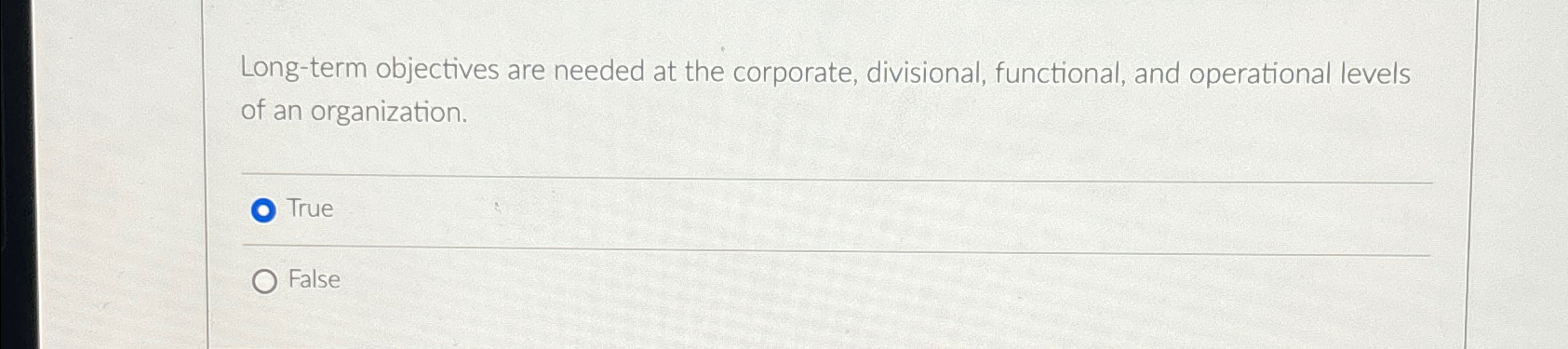 Solved Long-term objectives are needed at the corporate, | Chegg.com