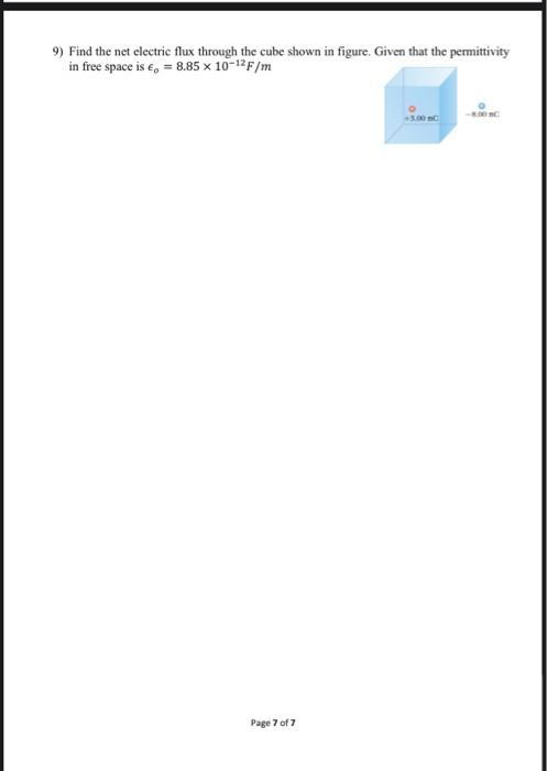 Solved 9) Find the net electric flux through the cube shown | Chegg.com