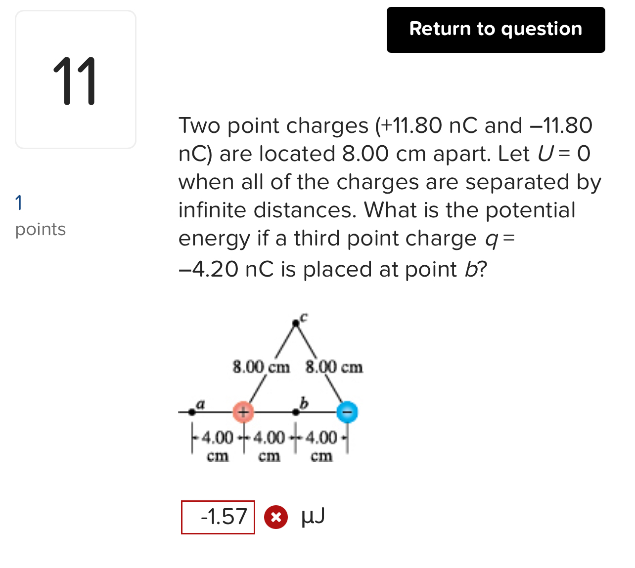 Solved Two point charges (+11.80 ﻿nC and -11.80nC ) ﻿are | Chegg.com
