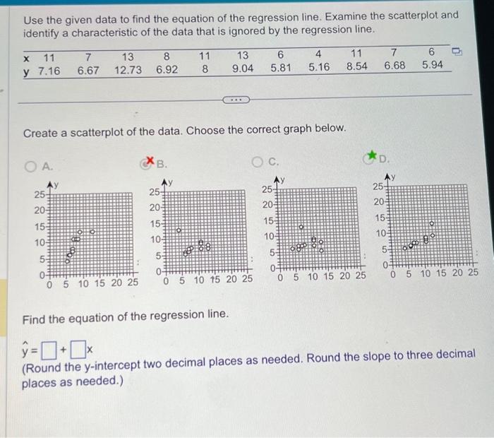 Solved Use the given data to find the equation of the | Chegg.com