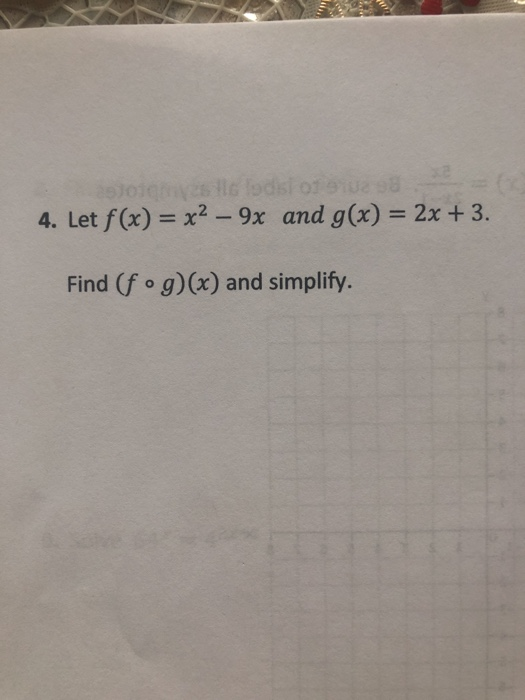 Solved 101 loi 019 4. Let f(x) = x2 - 9x and g(x) = 2x + 3. | Chegg.com