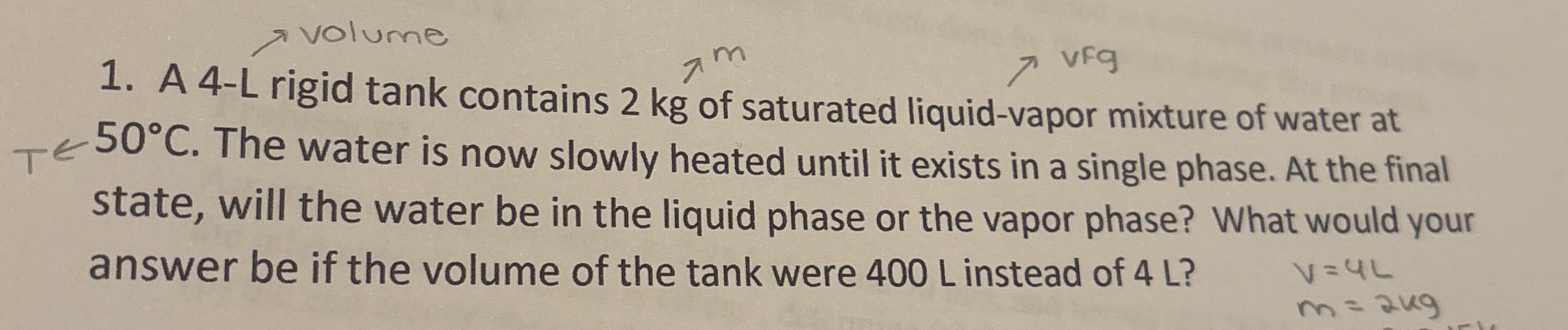 Solved A 4-L rigid tank contains 2 ﻿kg of saturated | Chegg.com