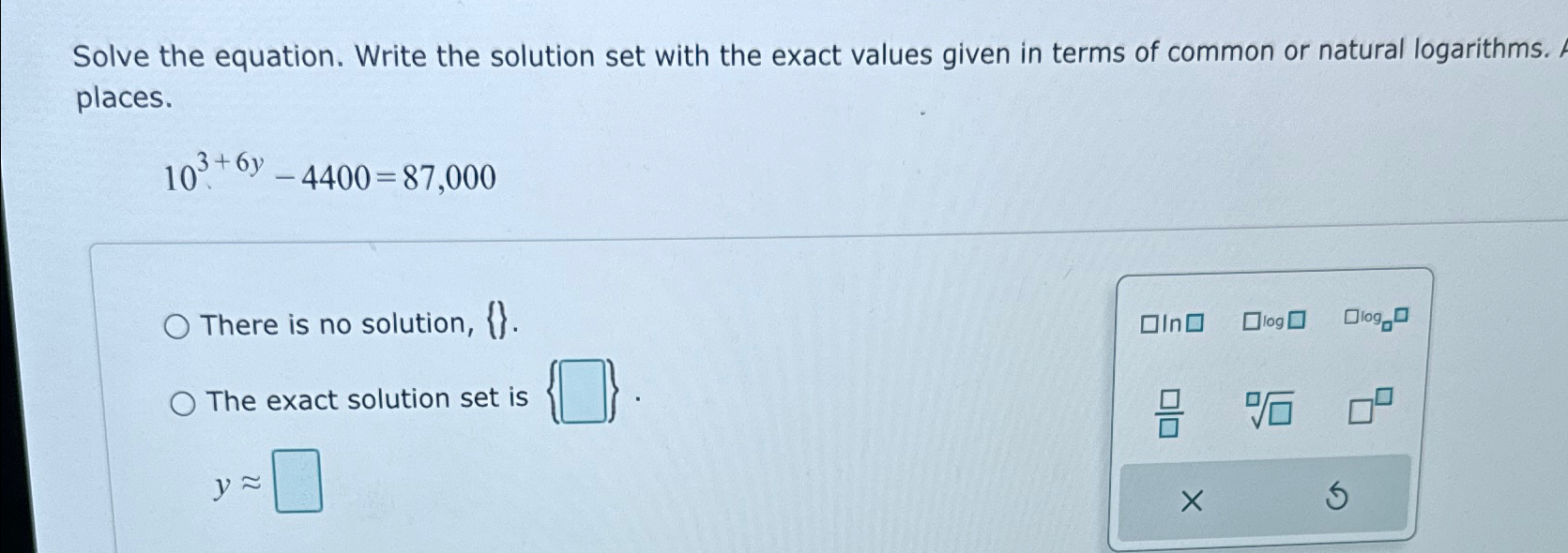 Solved Solve the equation. Write the solution set with the | Chegg.com