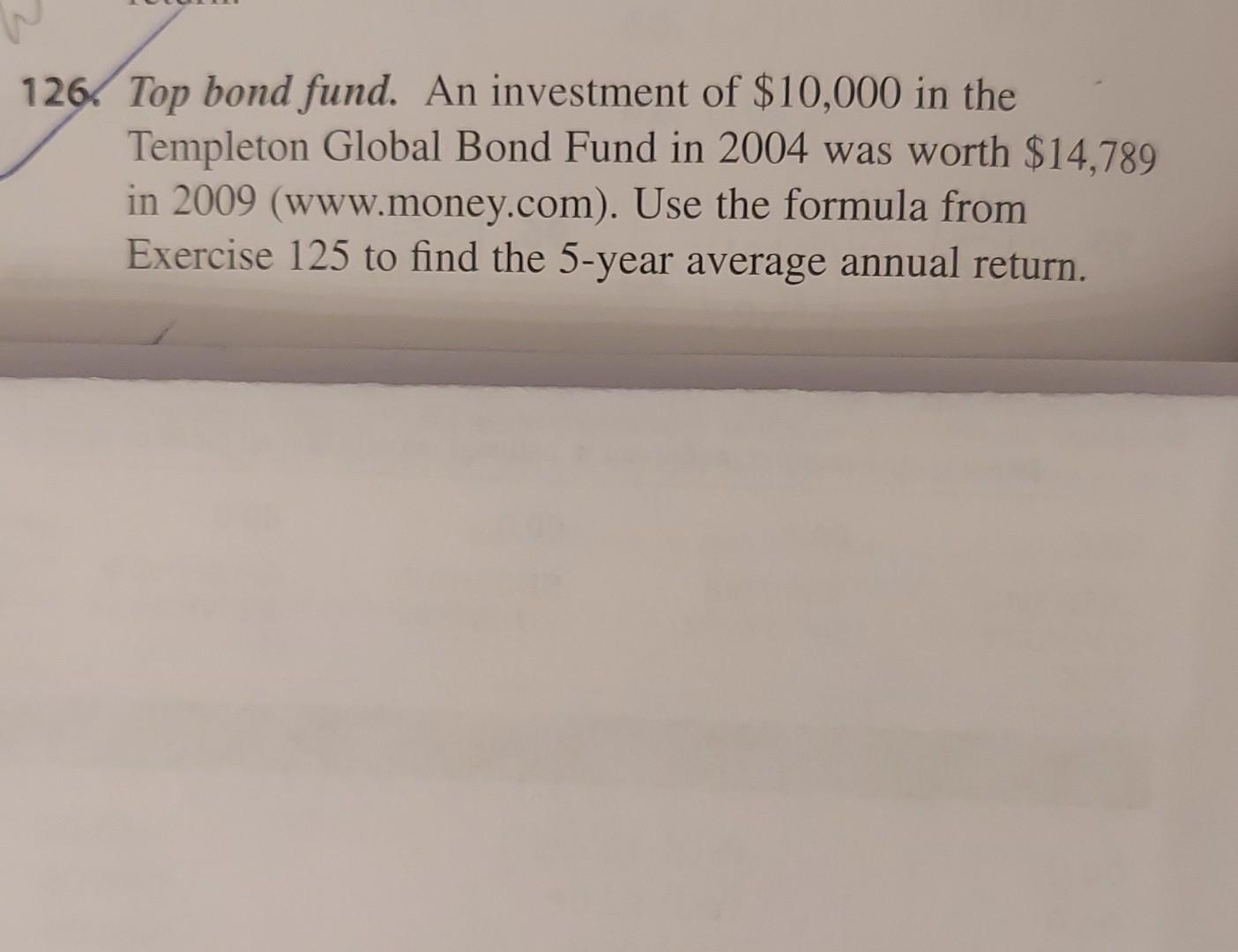 Solved Top bond fund. An investment of $10,000 in the | Chegg.com