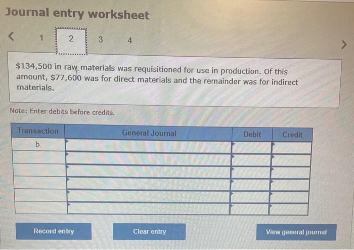Solved Journal entry worksheet $46,900 in raw materials was | Chegg.com