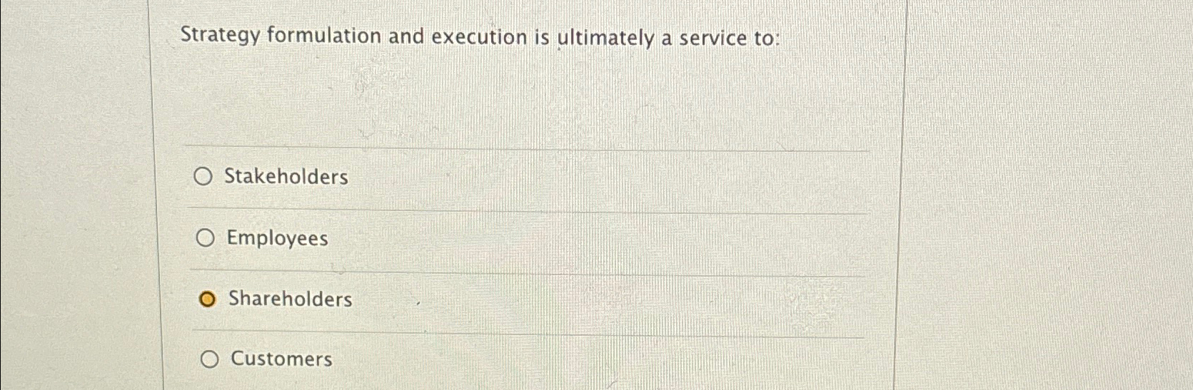 Solved Strategy formulation and execution is ultimately a | Chegg.com