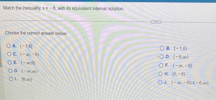 Solved Match the inequality, x