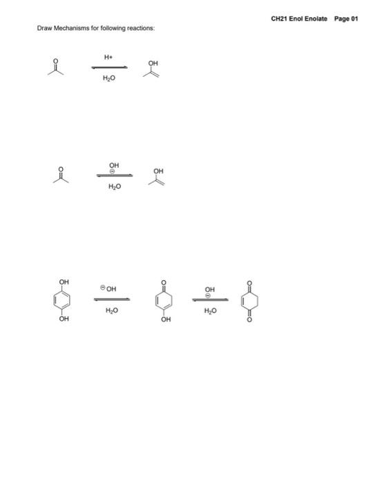 Solved Draw Mechanisms for following reactions: H+Provide | Chegg.com