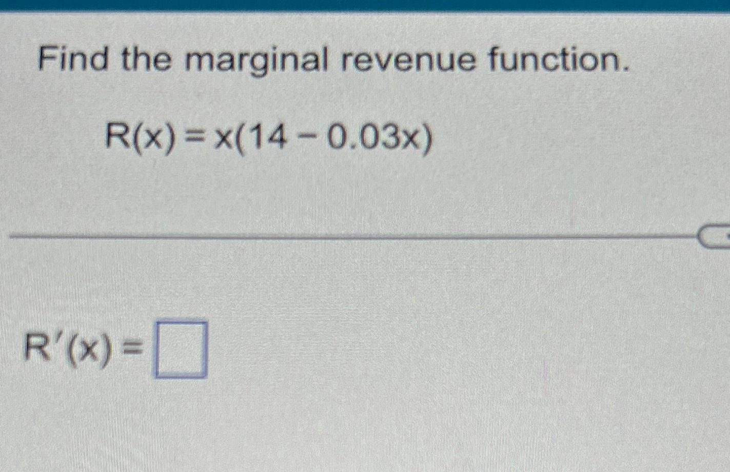 Solved Find the marginal revenue | Chegg.com