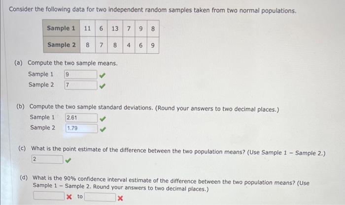 Solved Consider the following data for two independent | Chegg.com