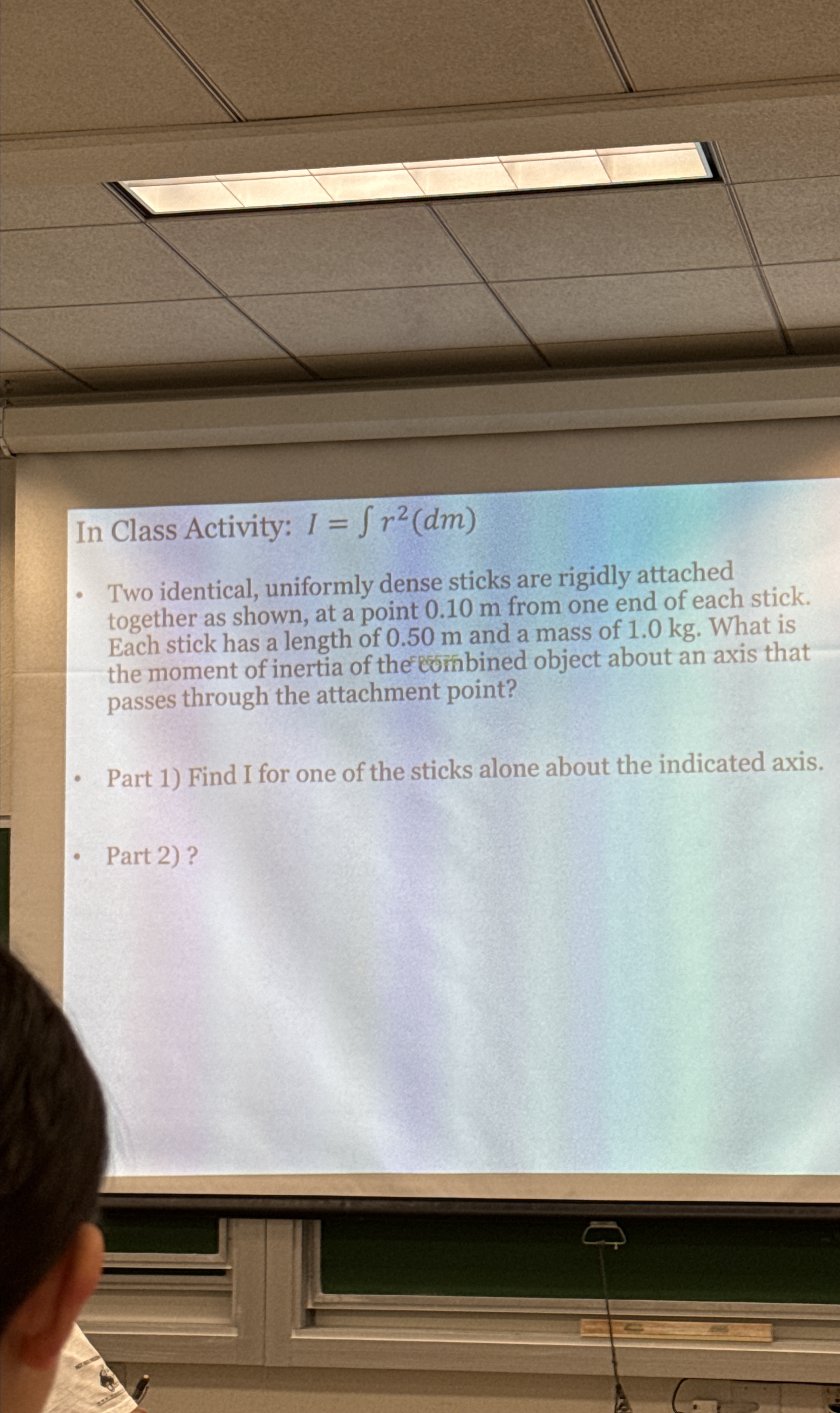 Solved In Class Activity: I=∫﻿﻿r2(dm)Two identical, | Chegg.com