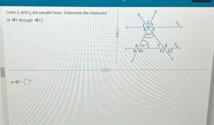 Solved Lines l1 and l2 are parallel lines. Determine the | Chegg.com