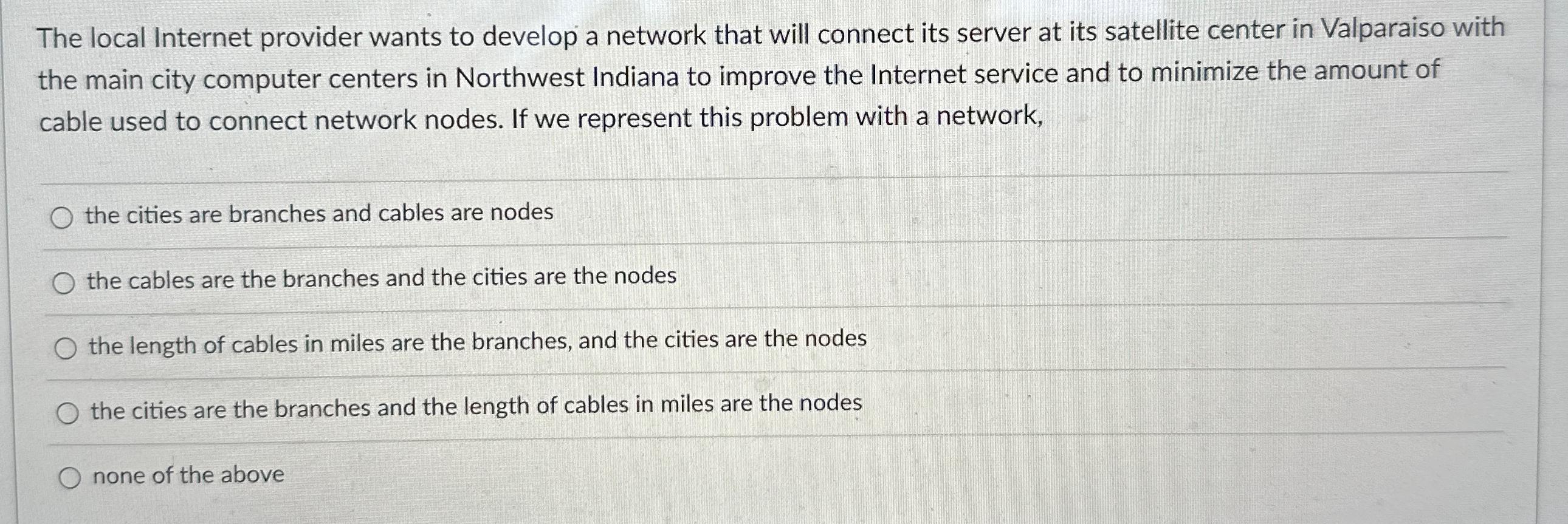 Solved The local Internet provider wants to develop a | Chegg.com