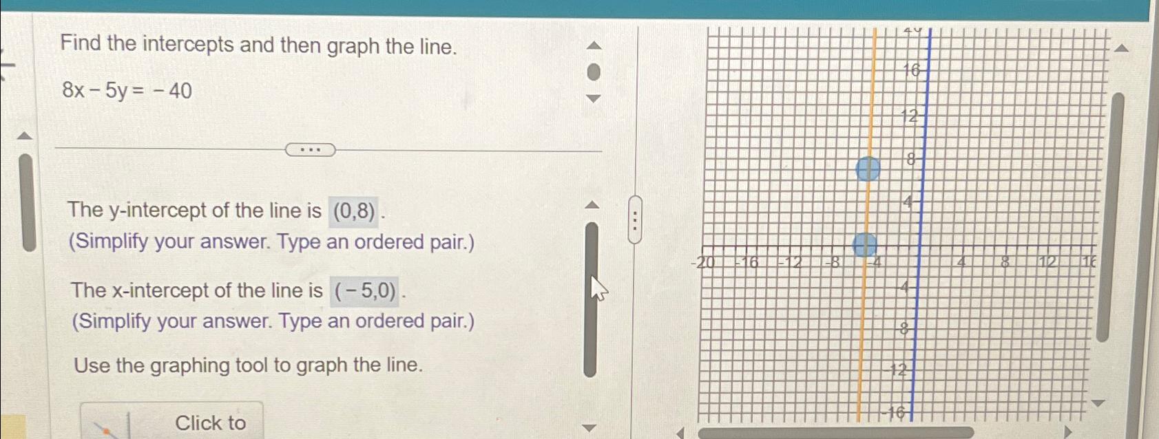 Solved Find the intercepts and then graph the | Chegg.com