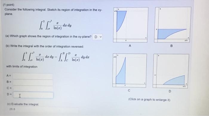 Solved (1 point) Consider the following integral. Sketch its | Chegg.com