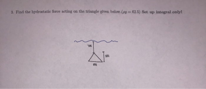 Solved 3. Find the hydrostatic force acting on the triangle | Chegg.com