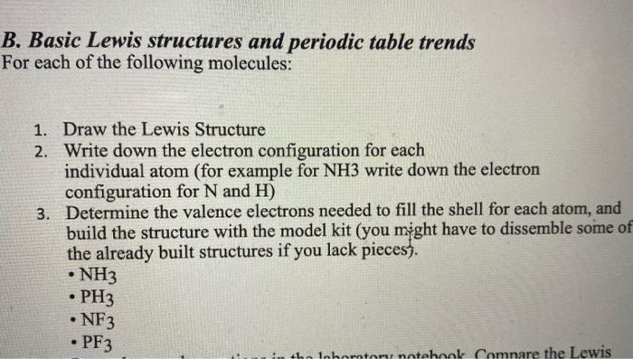 Solved B. Basic Lewis structures and periodic table trends | Chegg.com